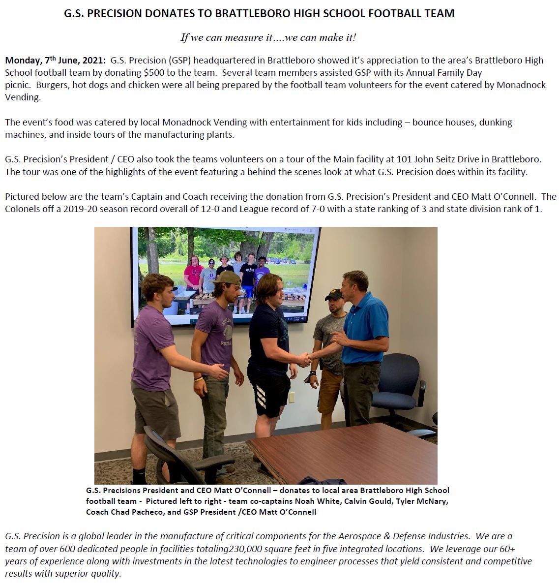 GS Precision | Press Releases